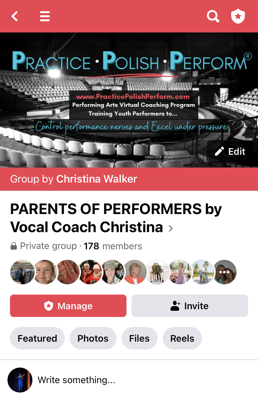 Parent's Workshop Welcome - PRACTICE-POLISH-PERFORM